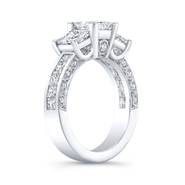 Princess & Pave Diamond Engagement Ring | Custom made Engagement Rings ...