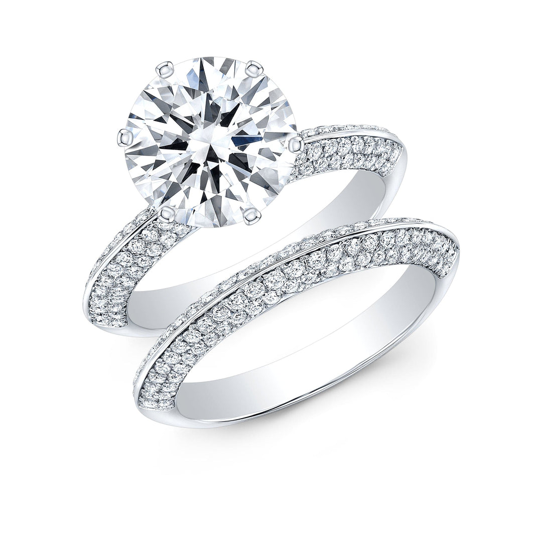 2 Carat Knife Edge Pave Engagement Ring H VS2 GIA Kingofjewelry