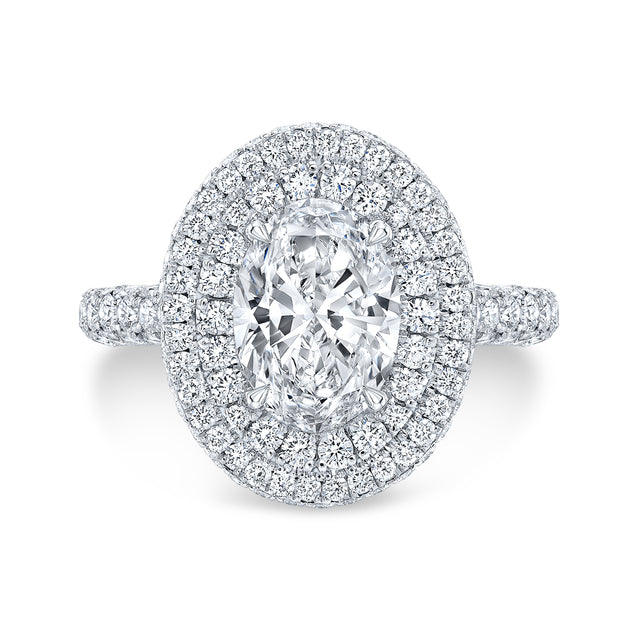 Double Halo 3 Row Pave Hidden Halo Engagement Ring – Kingofjewelry.com