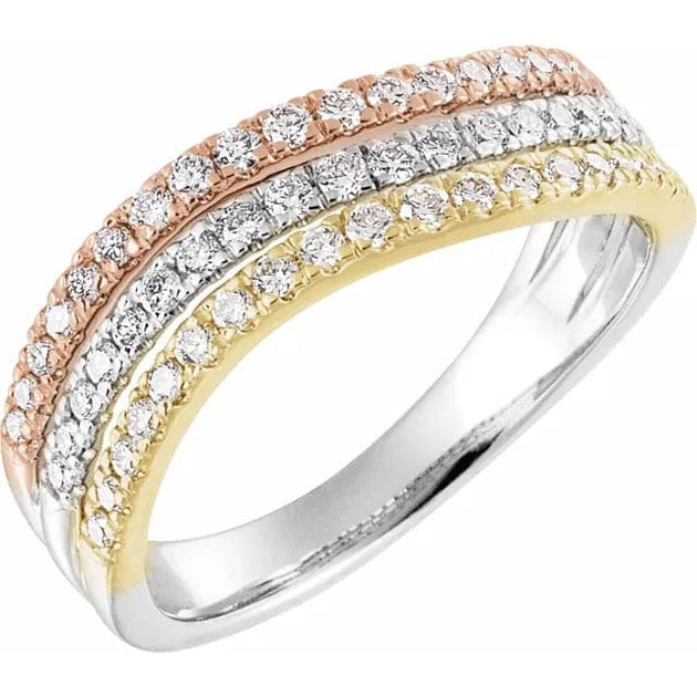 Tri-Color Diamond Stack Ring – Kingofjewelry.com